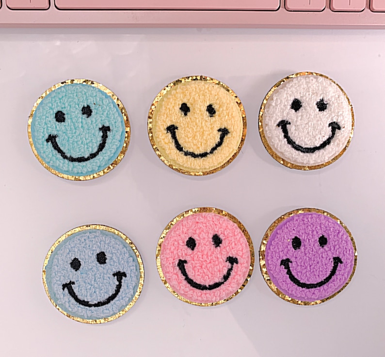 Self-adhesive Smiley Face Chenille Patch Stick on Patches - Etsy