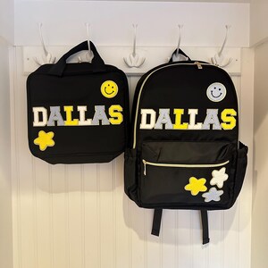 Personalized Initial Backpack: Custom Nylon Bookbag & Lunch Tote - Etsy