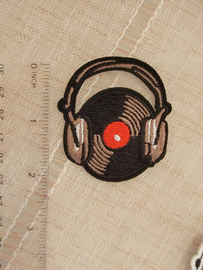 Music Patch Headphones Patch Iron on Patch Vinyl Recorder - Etsy