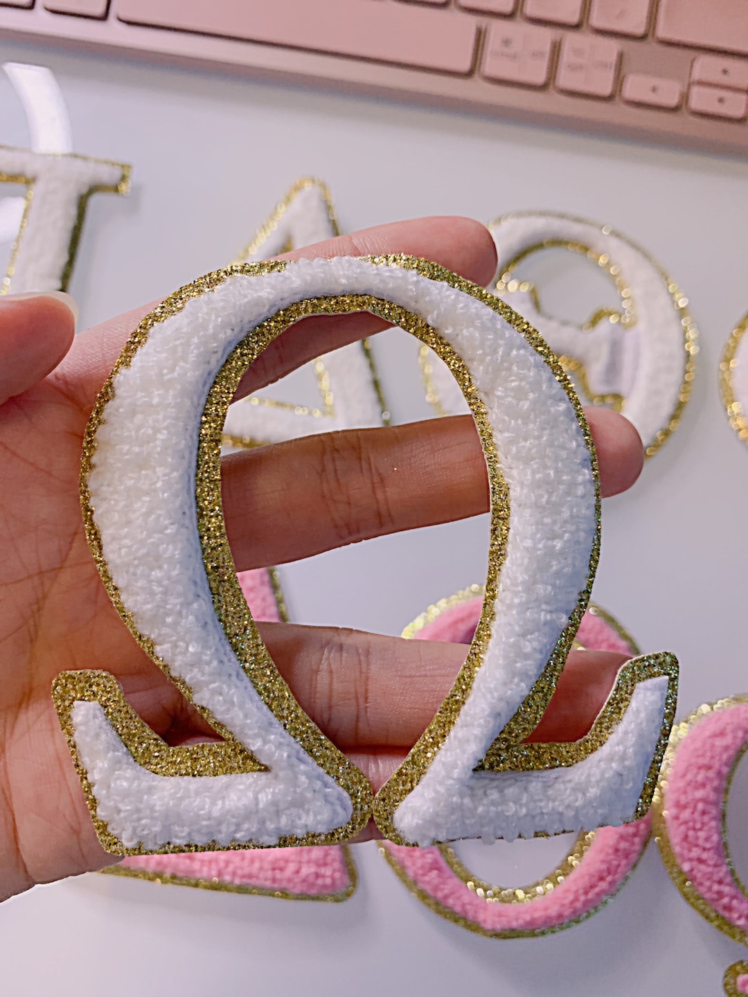 Chenille Greek Letter Patch: 3 Inch Glitter Iron-on - Etsy