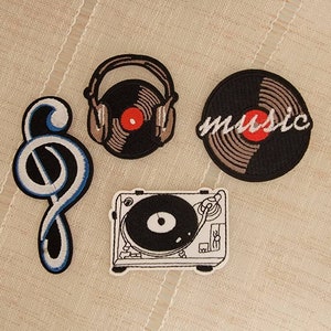 Music Patch, Headphones Patch, Iron on Patch, Vinyl Recorder Patch ...