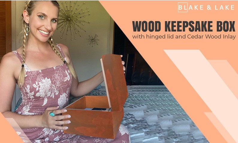 Blake & Lake Large Wooden Box With Hinged Lid - Wood Storage Box With ...