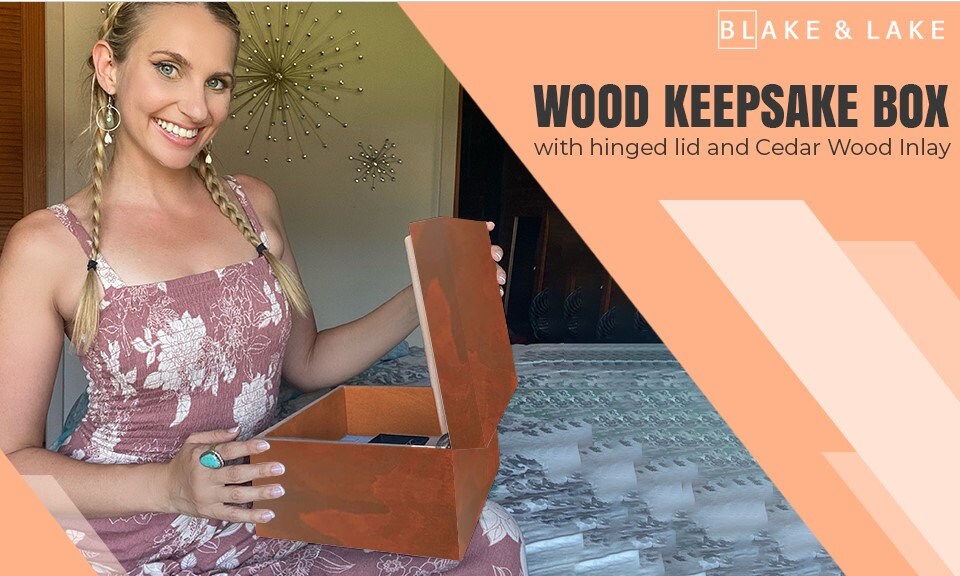 Blake & Lake Large Wooden Box With Hinged Lid - Wood Storage Box With ...