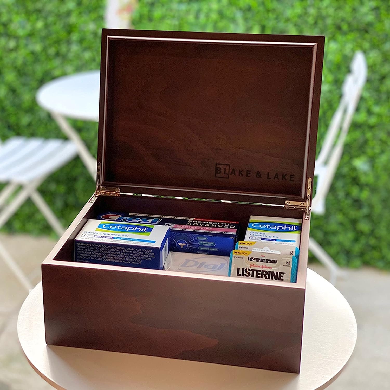 Blake & Lake Large Wooden Box With Hinged Lid - Wood Storage Box With ...