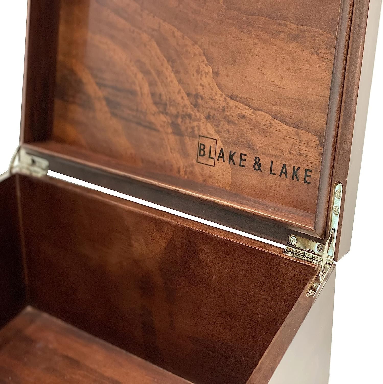 Blake & Lake Large Wooden Box With Hinged Lid - Wood Storage Box With ...