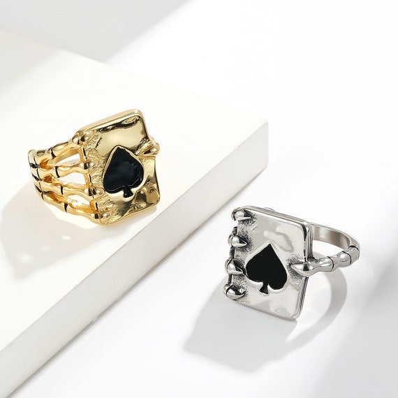 Skeleton Ghost Hand Spades Titanium Steel Ring Matching - Etsy