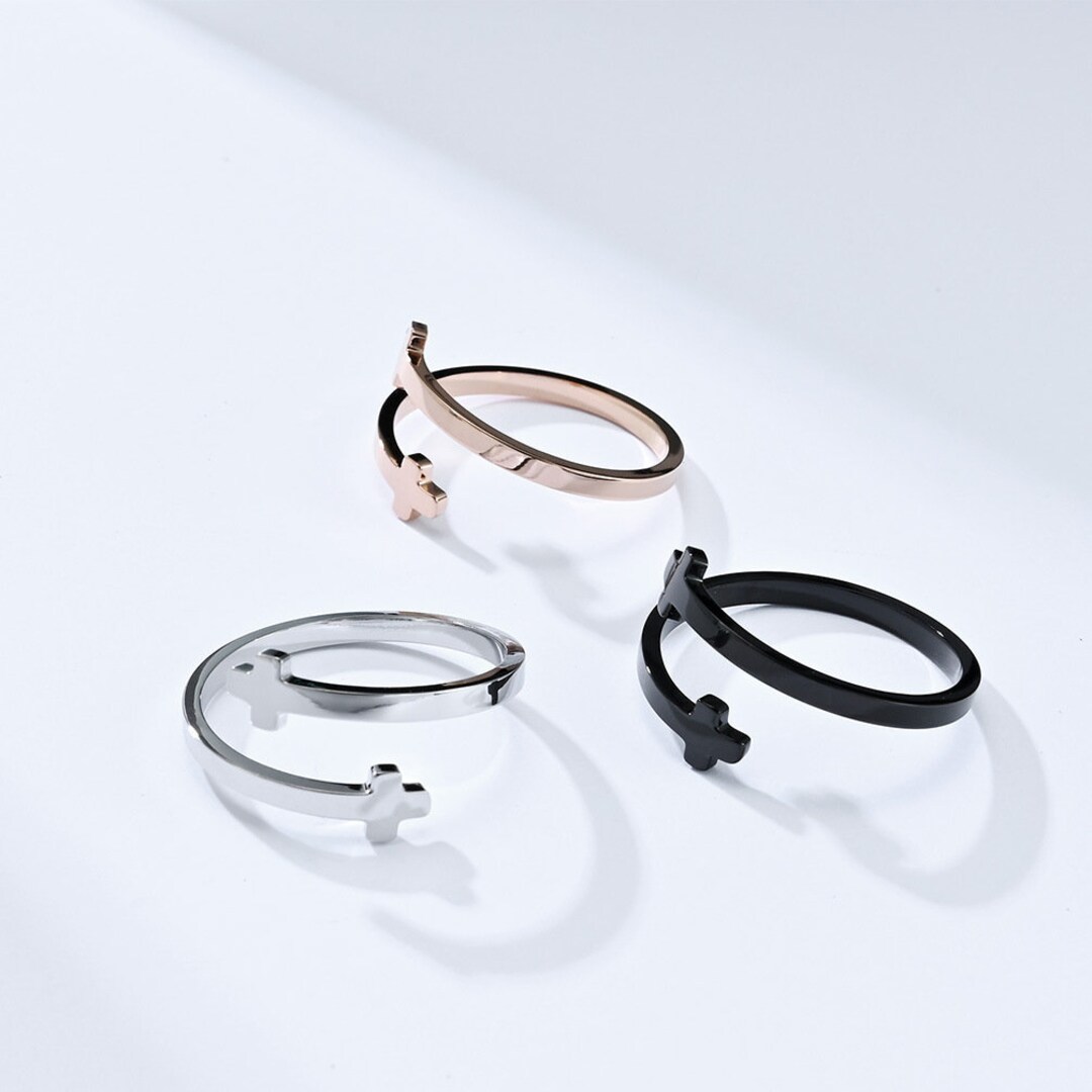 Cross Opening Adjustable Style Titanium Steel Ring Matching Stainless ...