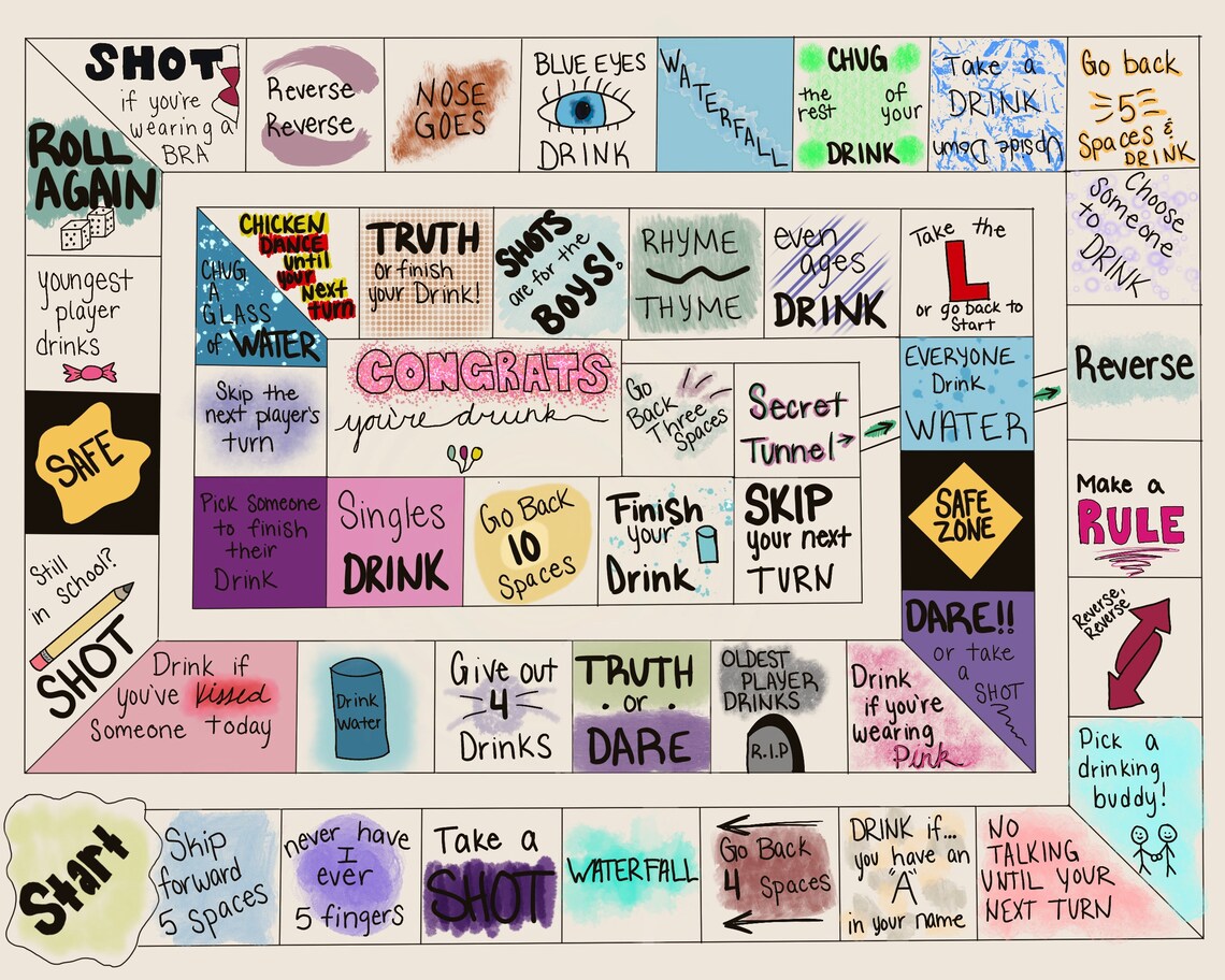 Drinking Board Game Etsy