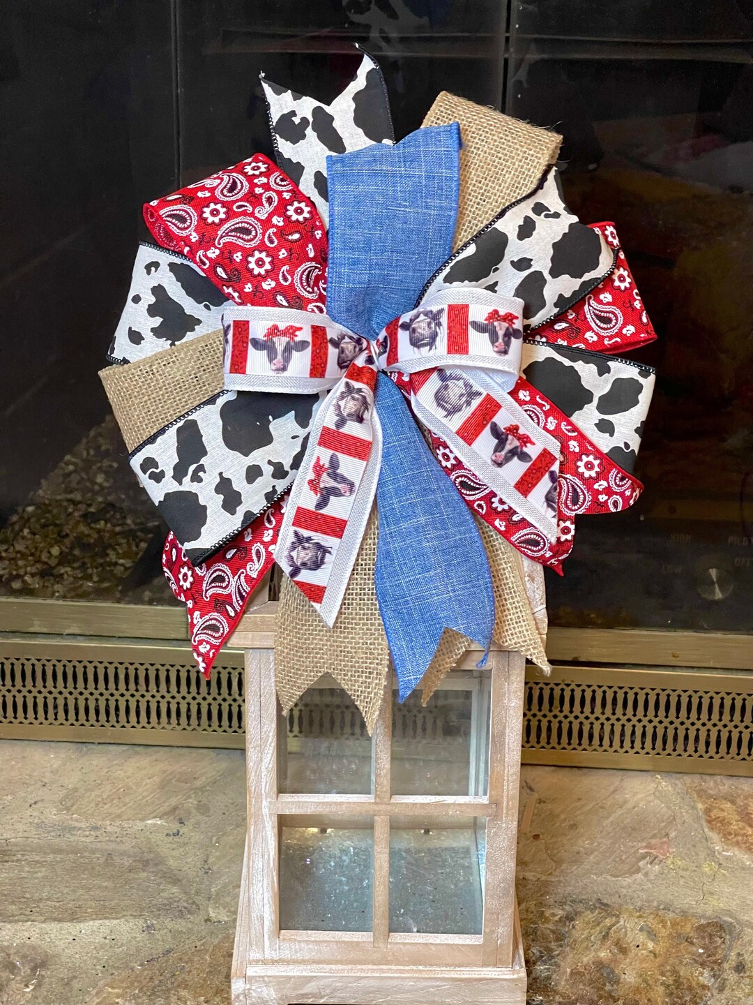 Farm Animal Bow Red Bandana Bow Cow Bow Farmhouse Ribbon - Etsy