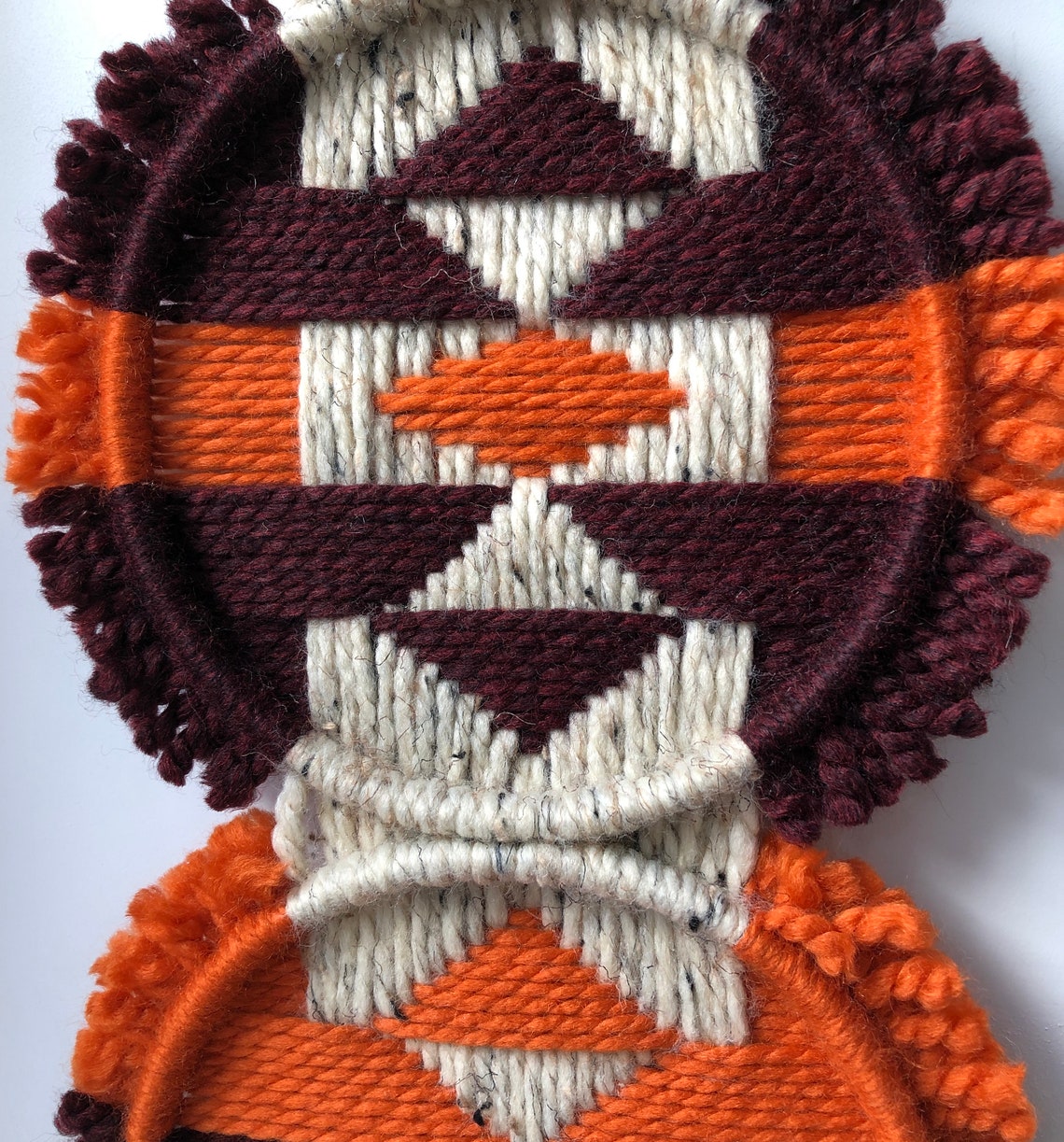 Orange and Maroon Geometric Macrame Wall Hangingwoven Wall | Etsy