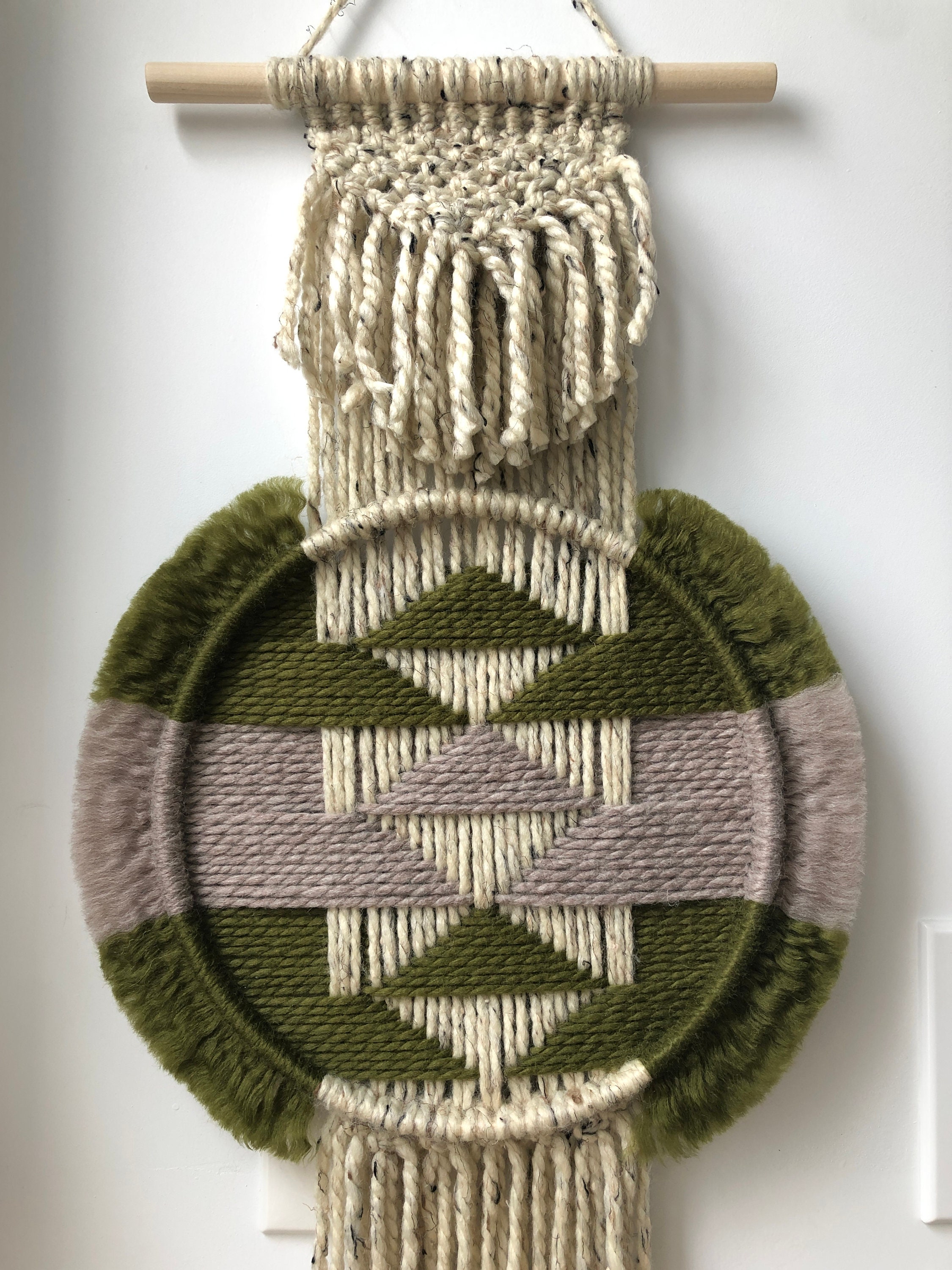 Olive and Taupe Geometric Macrame Wall Hanging|woven Wall Art|macrame ...