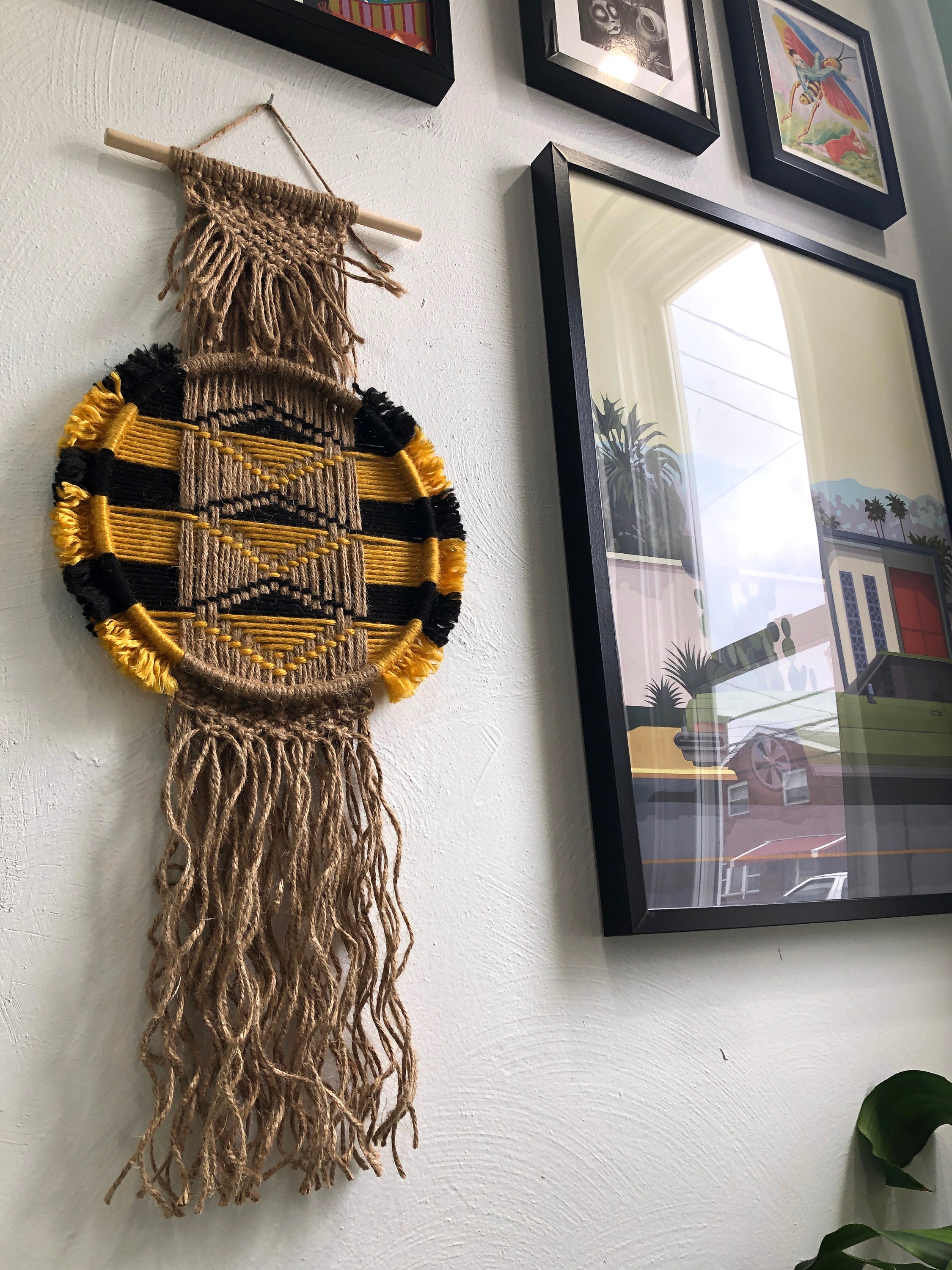 Black and Gold Geometric Macrame Wall Hanging|woven Wall Art|macrame ...