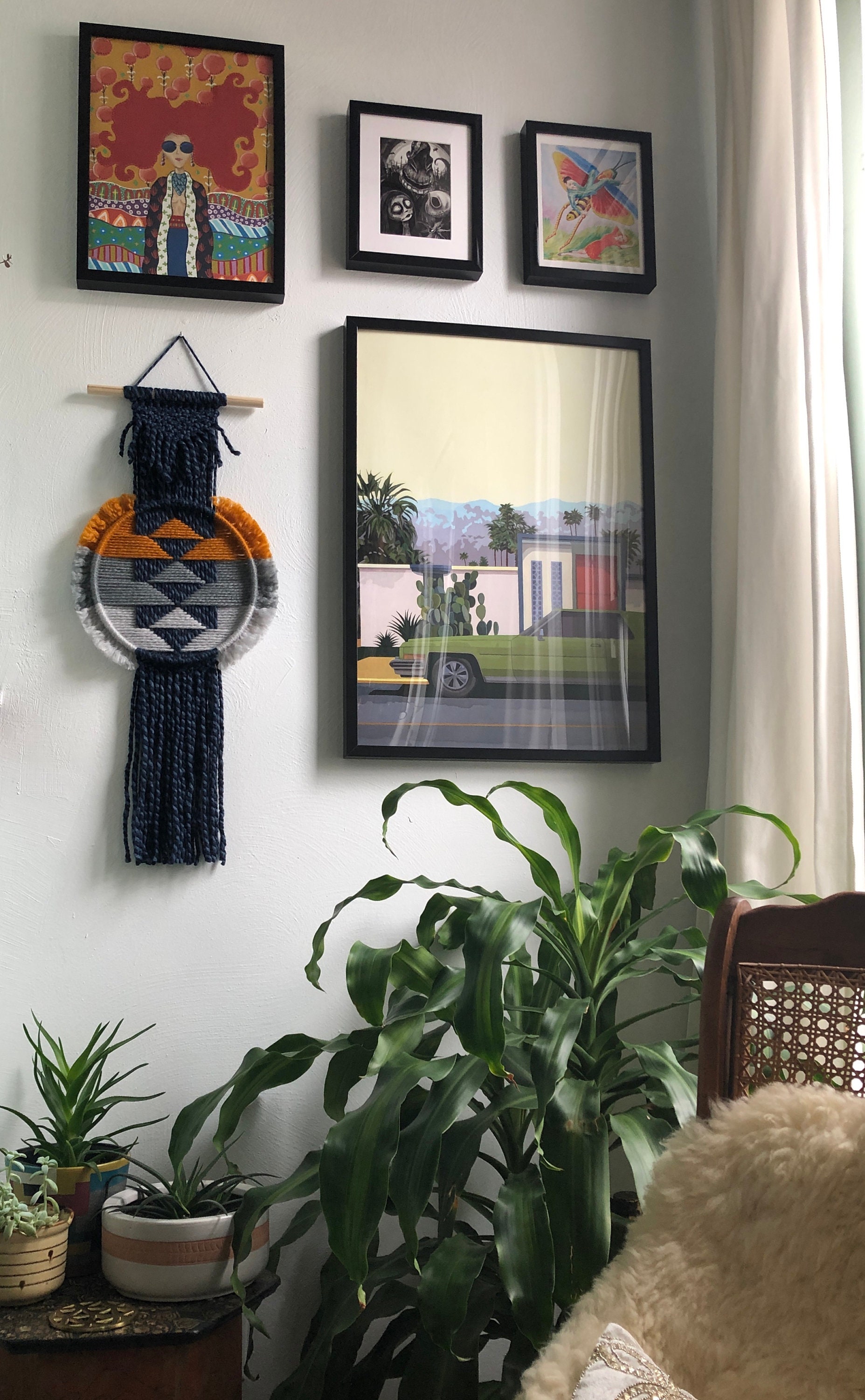 Navy, Gold & Gray Geometric Macrame Wall Hanging|woven Wall Art|macrame ...