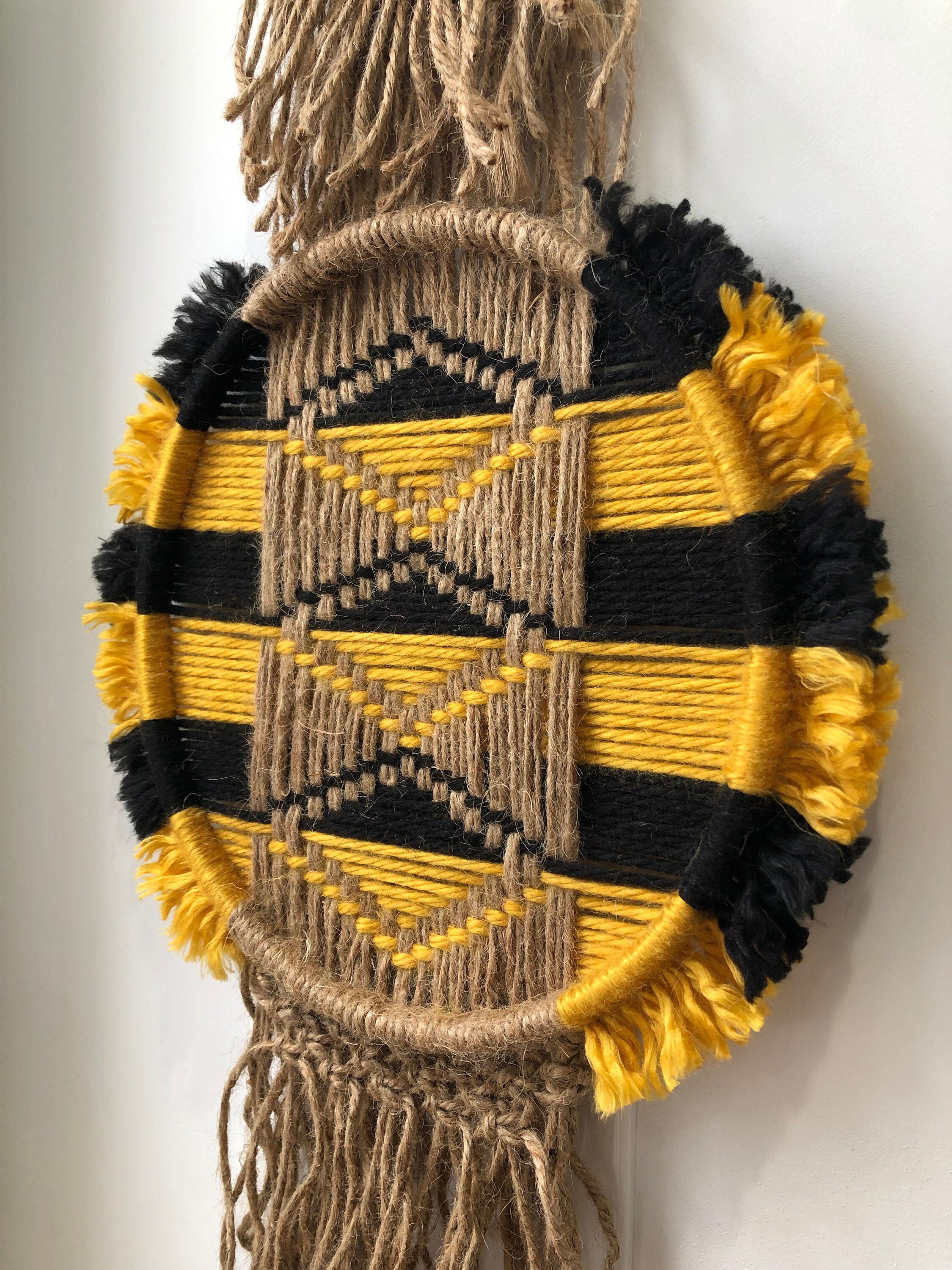 Black and Gold Geometric Macrame Wall Hanging|woven Wall Art|macrame ...
