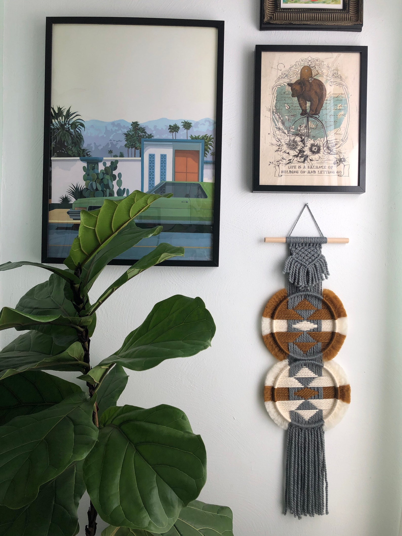 Charcoal, Bronze & Cream Geometric Macrame Wall Hangingwoven Wall ...