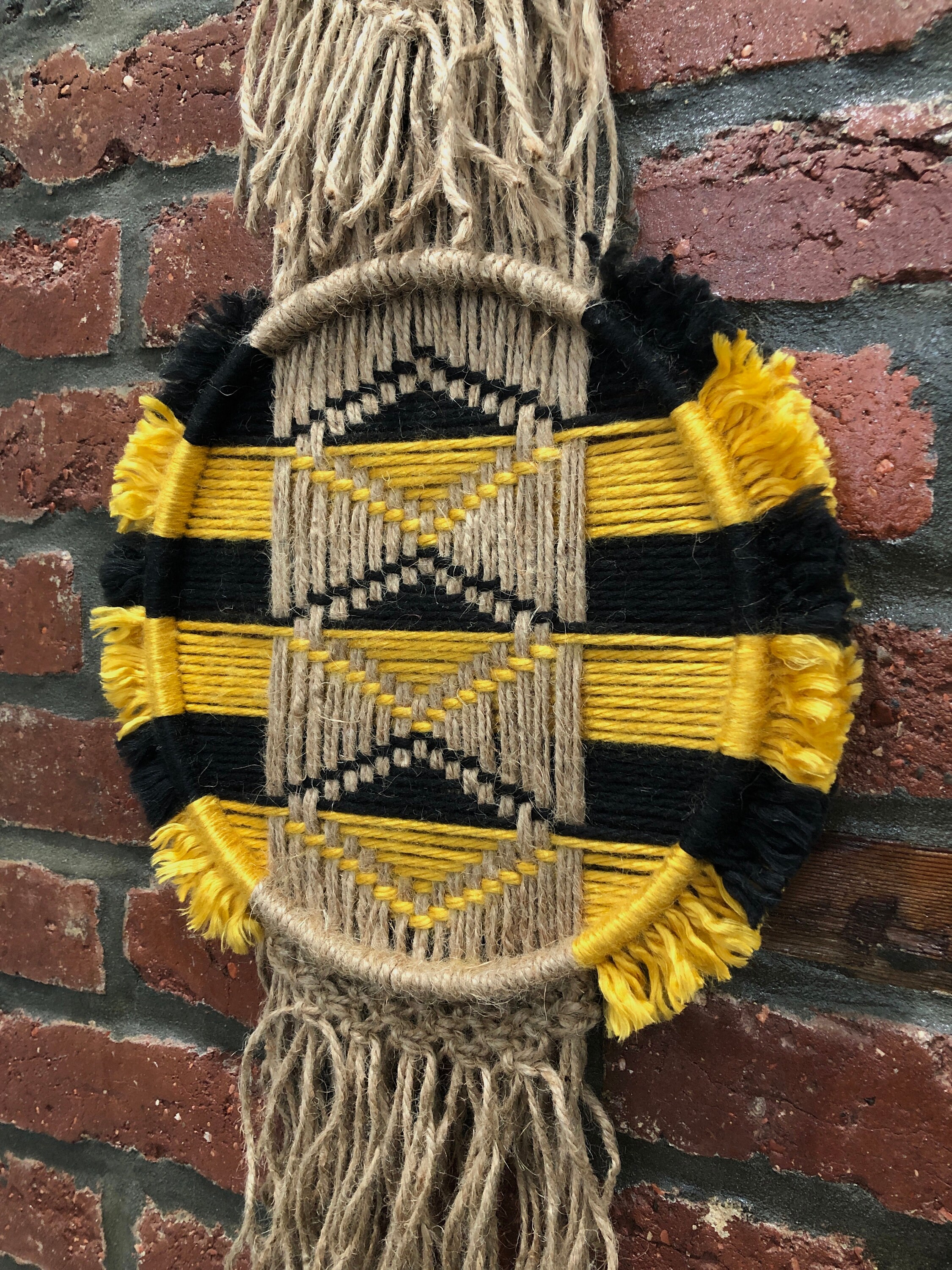 Black and Gold Geometric Macrame Wall Hanging|woven Wall Art|macrame ...