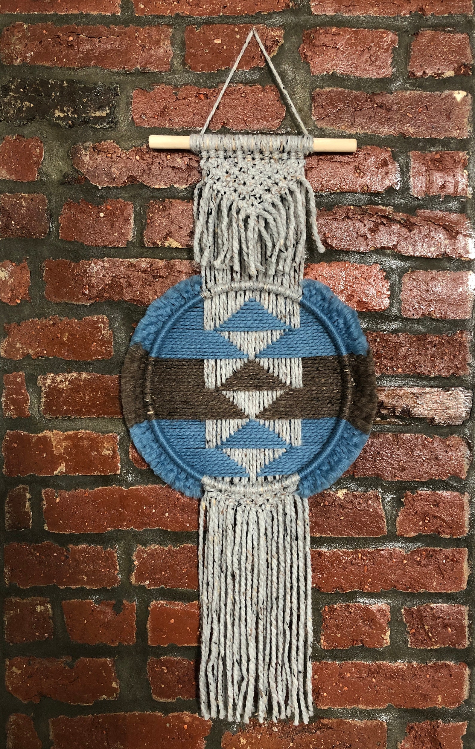 Gray Blue Brown Geometric Macrame Wall Hangingwoven Wall - Etsy