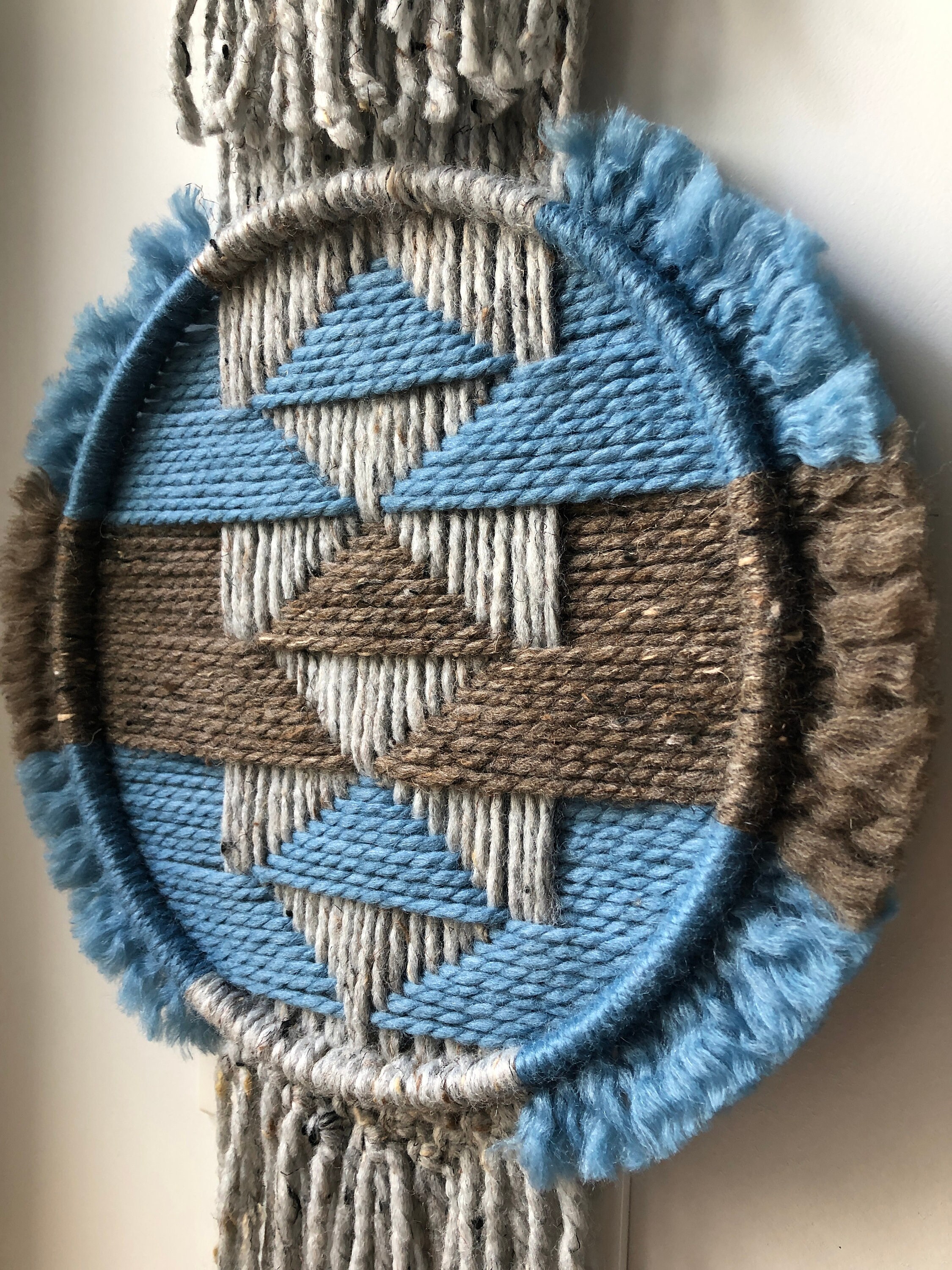 Gray Blue Brown Geometric Macrame Wall Hangingwoven Wall - Etsy