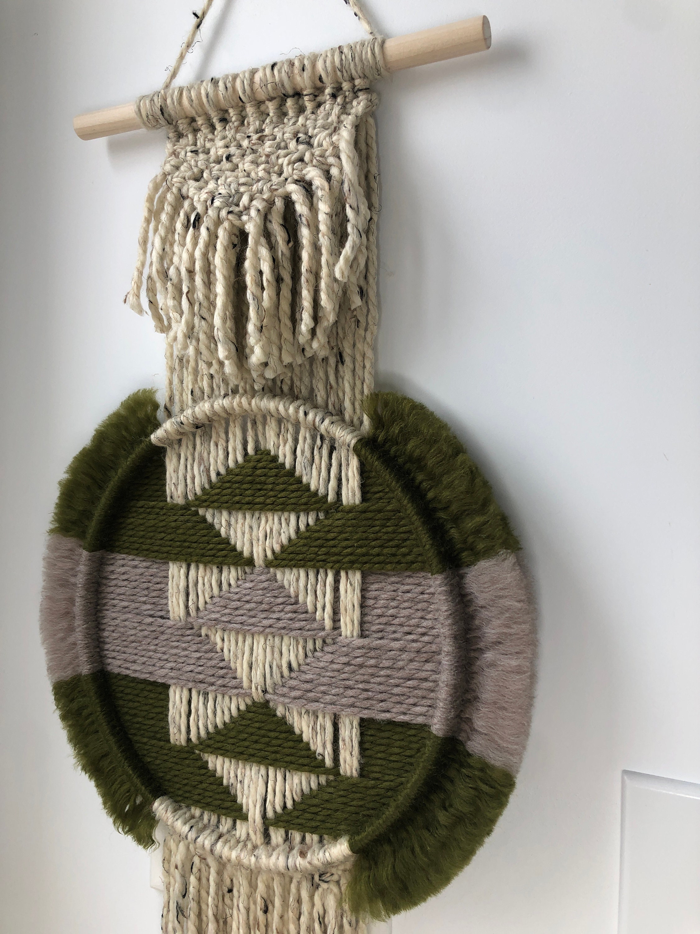 Olive and Taupe Geometric Macrame Wall Hanging|woven Wall Art|macrame ...