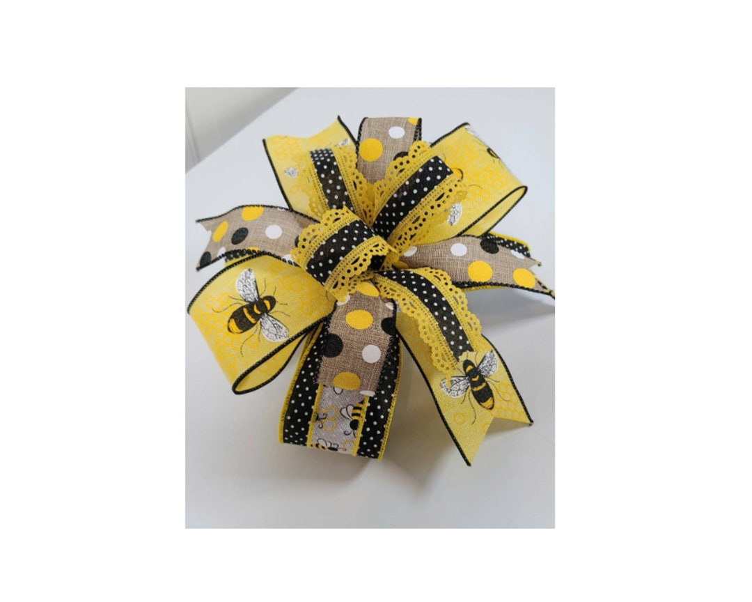 Bee Bow for Gift, Summer Bow, Spring Bow, Wreath Bow, Door Hanger Bow ...