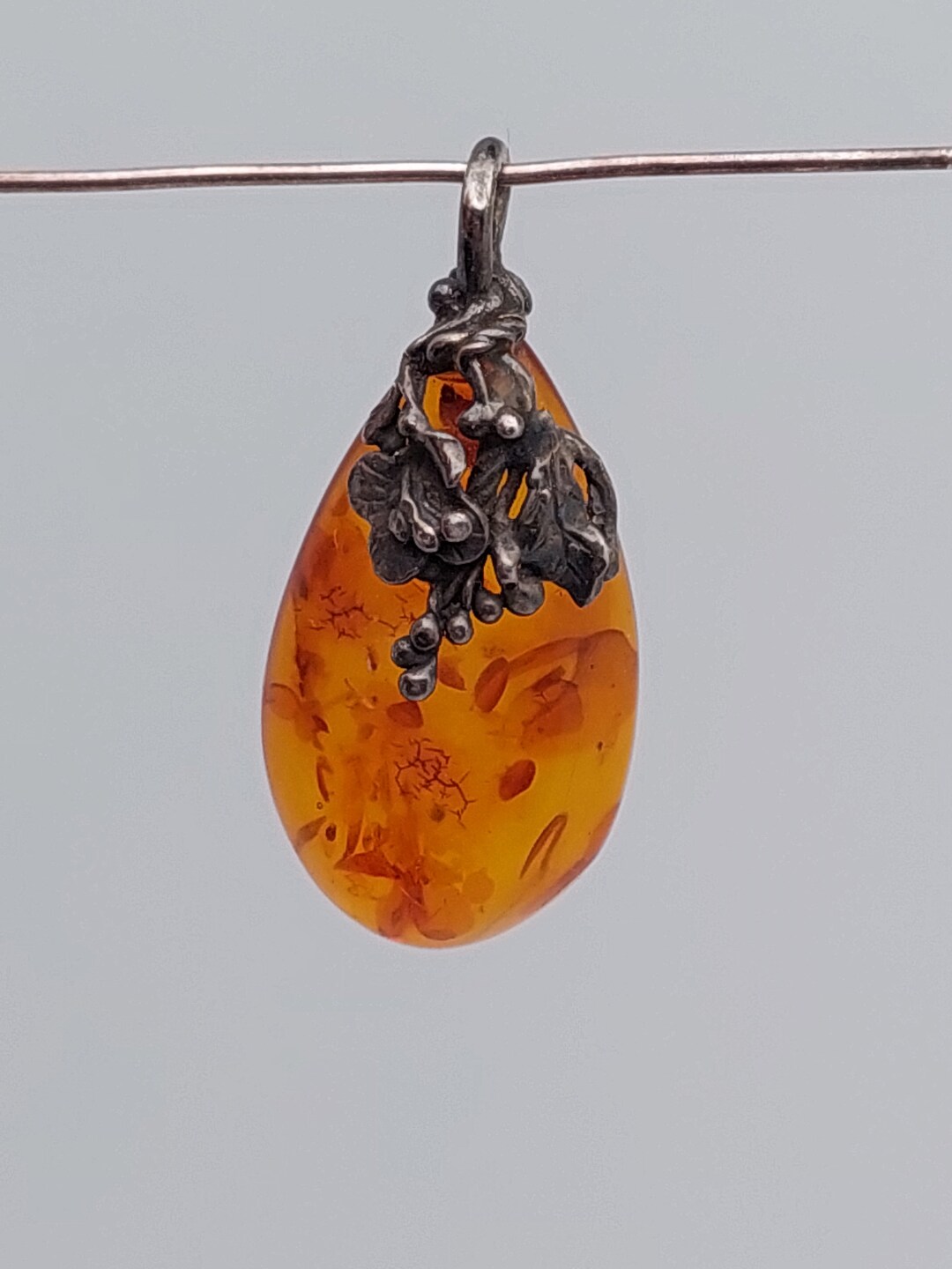 Art Nouveau 835 Silver Drop Chain Pendant Yellow Stone True Vintage ...
