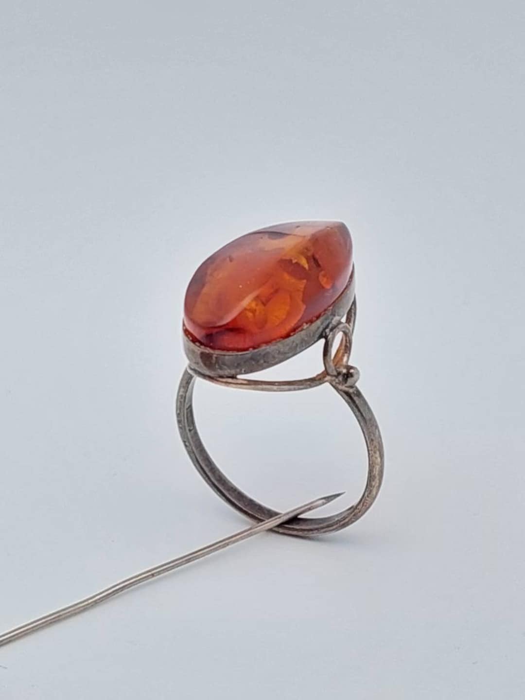 Antique 875 Silver Ring Russian / Soviet Ring Art Deco Amber Amber ...