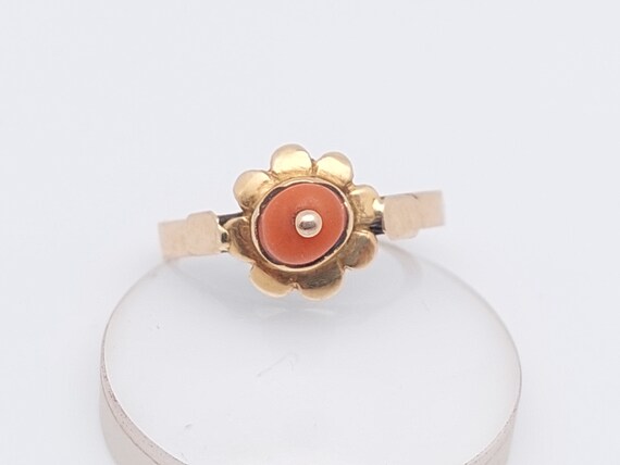 Antique 333 gold rings Biedermeier with coral - Gem