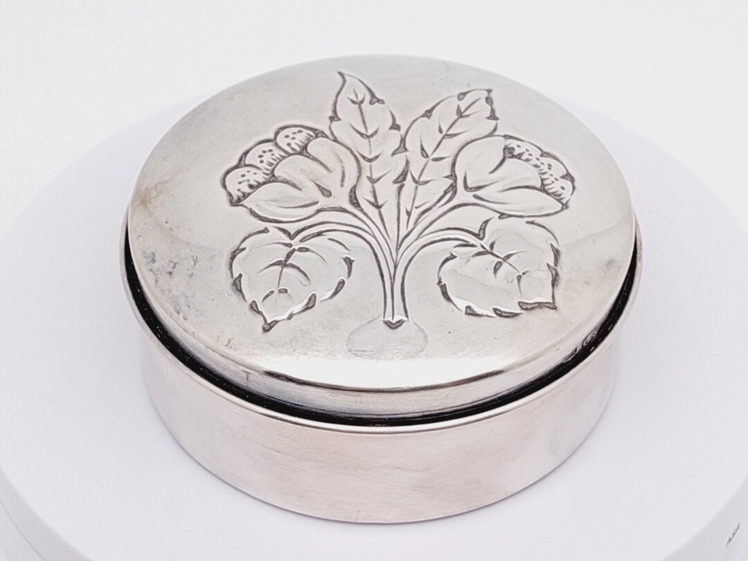 XXL Solid Antique 925 Silver Box Pill Box Flower Decoration Pill Box ...