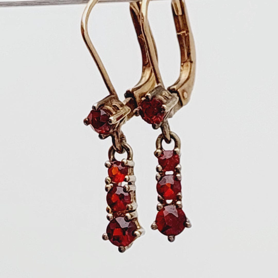 Art Nouveau 333 Gold Earrings Gold Earrings Garnet Stones Garnet ...