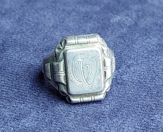 size 20 60 antique signet ring 935 silver men's ring … - Gem