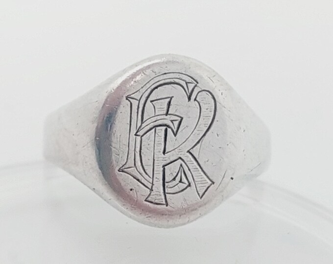 Ring Silver 835 Antique Art Deco Engraving Signet Ring With Monogram ...