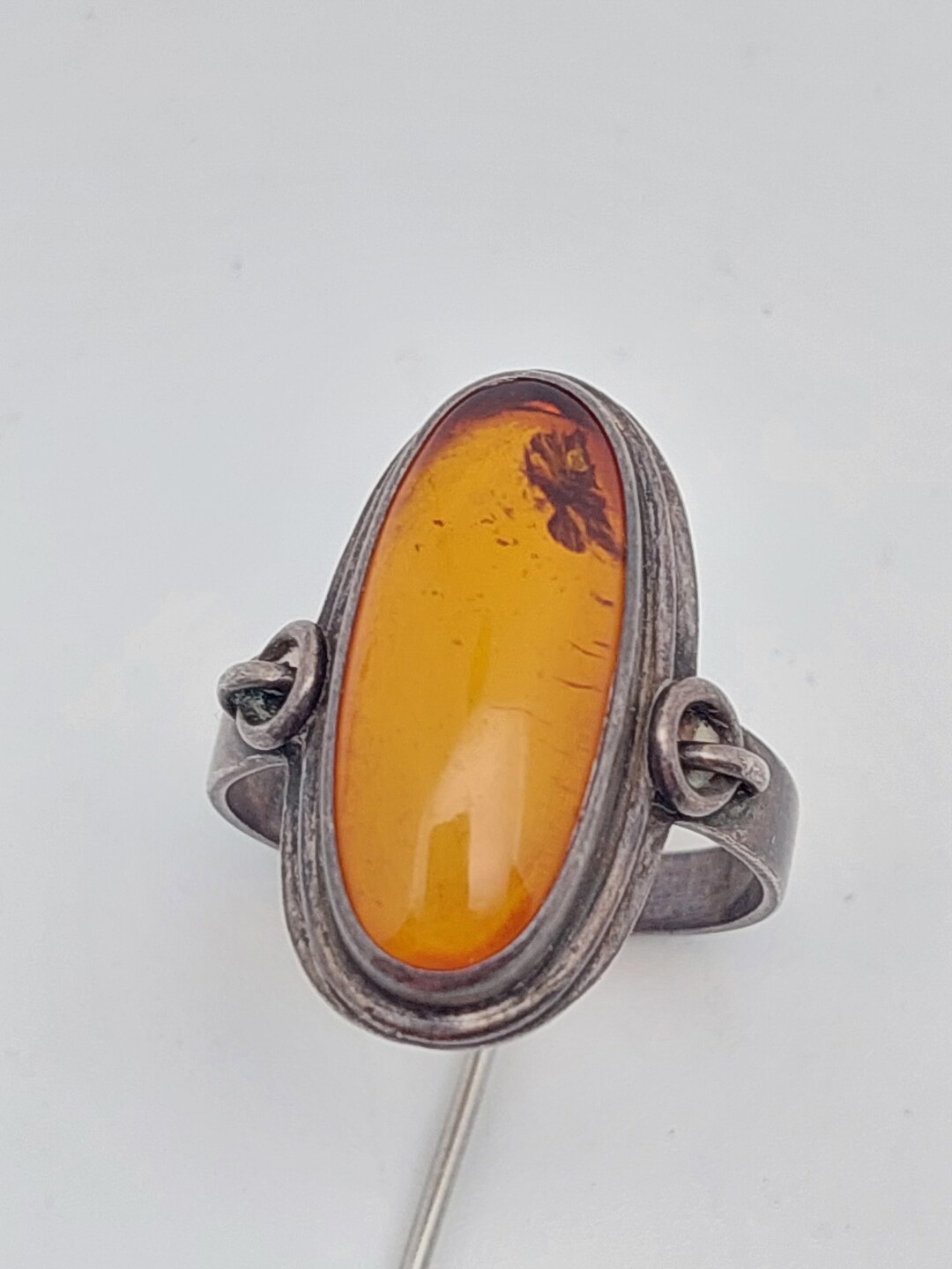 Size 15 55 Antique Silver Ring 835 Silver Rings With Amber Art Deco - Etsy