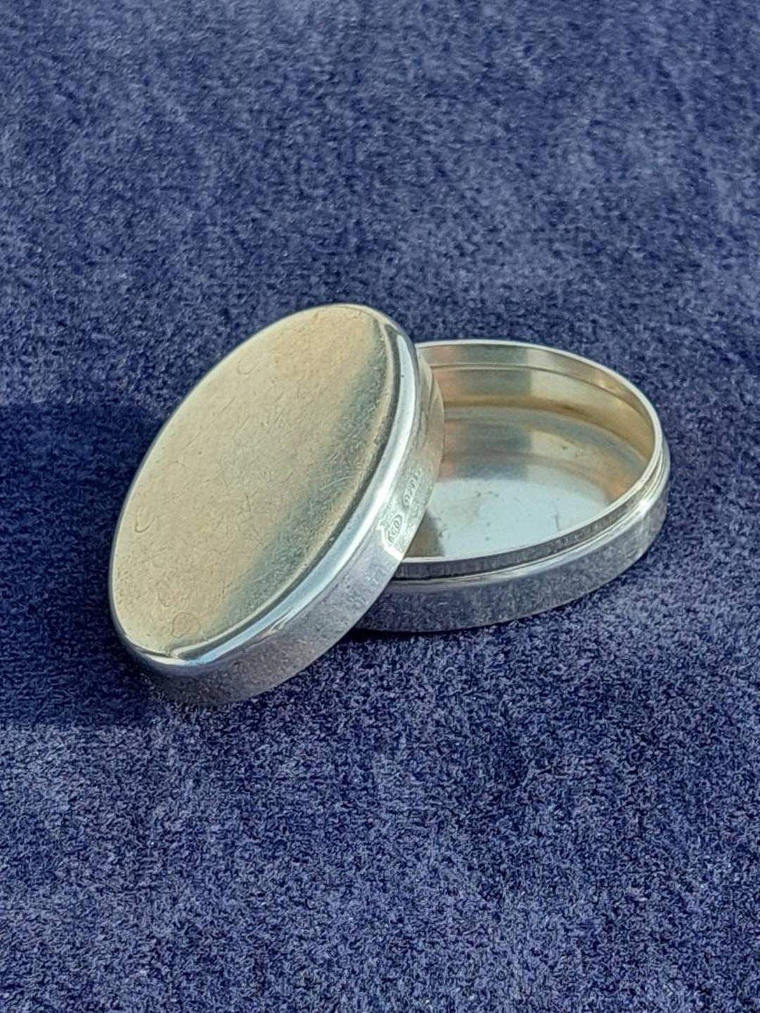 Antique 800 Silver Tin Pill Box Simple and Oval Pill Box Tin for Pills ...