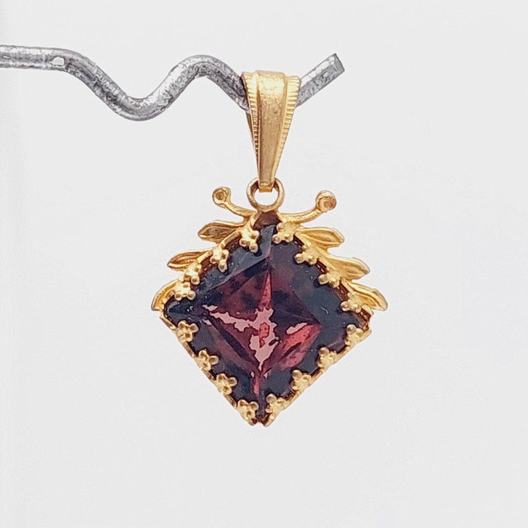 Antique Art Nouveau Pendant Double Red Cut Stone Antique Jewelry - Etsy