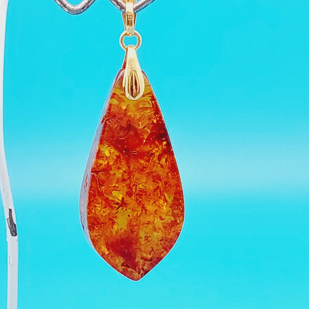 5.8 Cm Vintage 333 Gold Pendant With Amber - Etsy