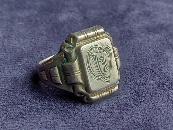 size 20 60 antique signet ring 935 silver men's ring … - Gem