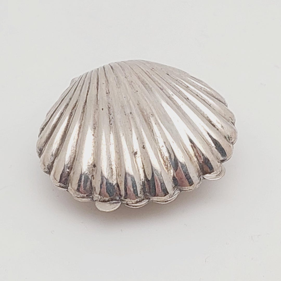 Antique 800 Silver Box, Pillbox, Venus Clam Pill Box, Shell Case for ...