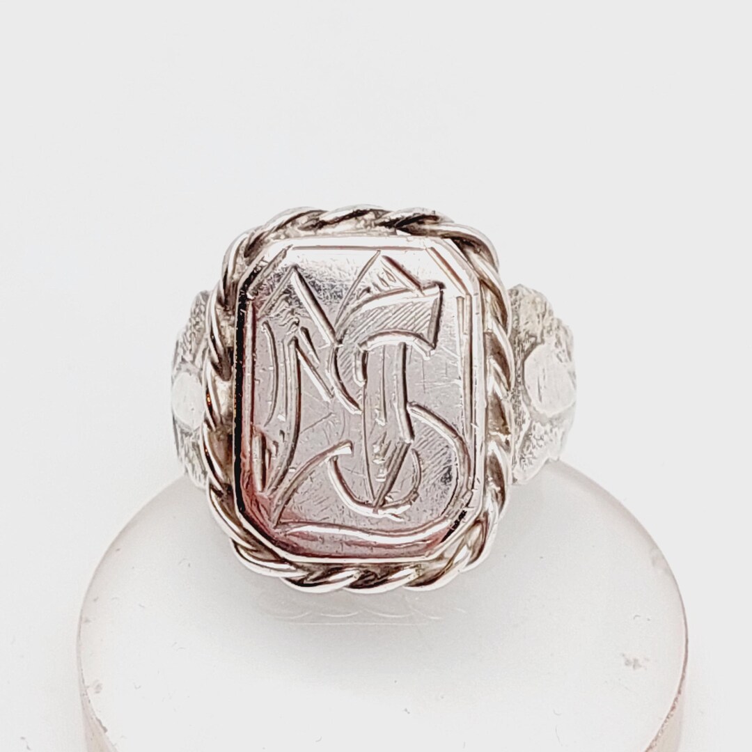 Antique Signet Ring 800 Silver Men's Ring Initials MS SM Antique ...