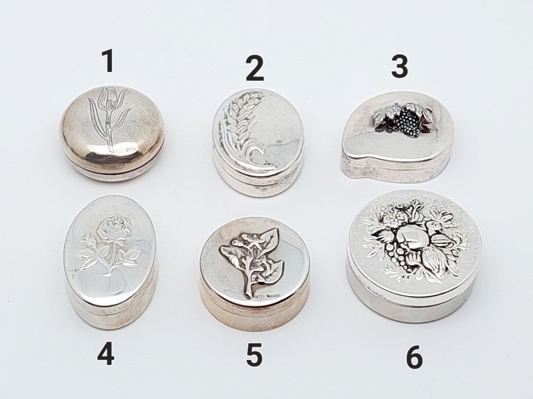 Vintage Silver Pill Box 800 925 Silver Pill Box Flowers Box for Pills ...