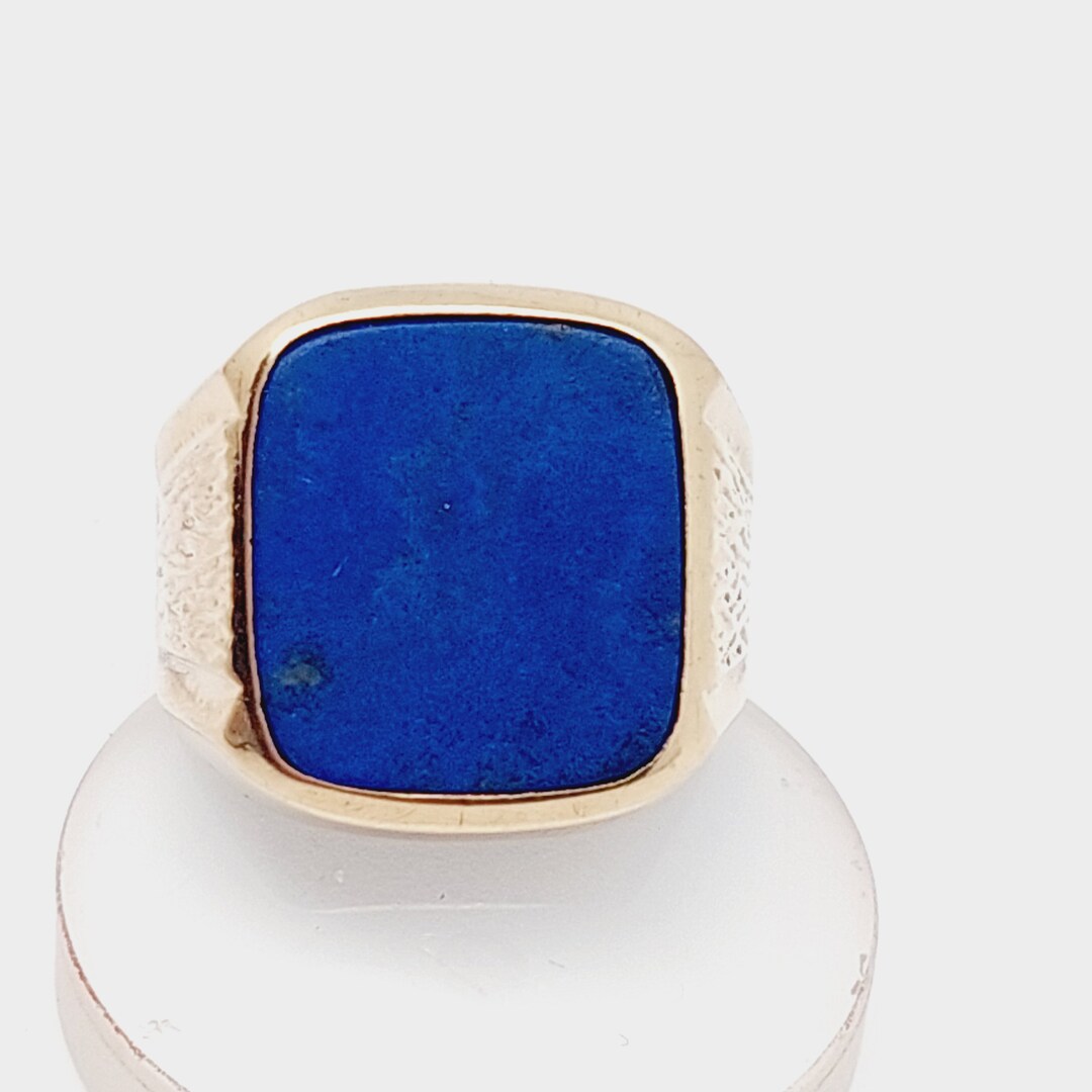 333 Gold Ring Men's Signet Ring Lapis Lazuli Real Gold Jewelry Antique ...