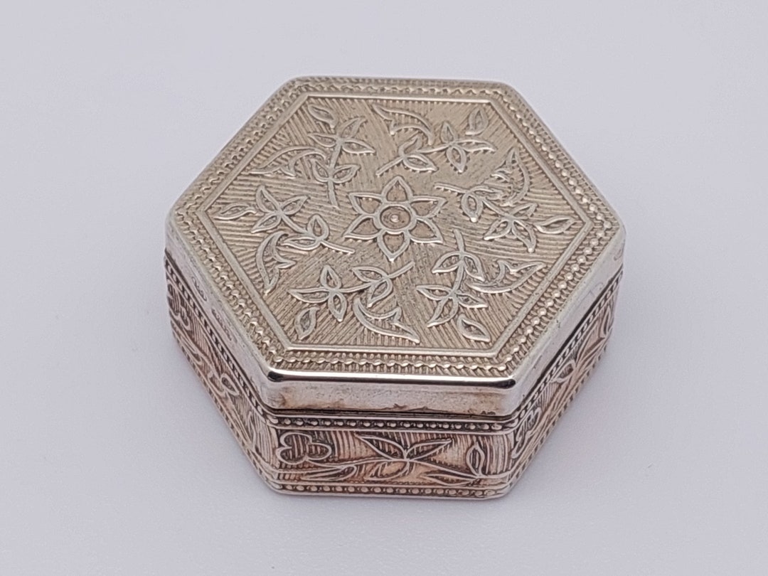 Antique 800 Silver Box Pill Box Flowers Pill Box Box for Pills - Etsy