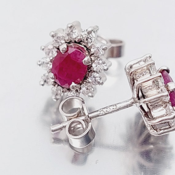 333 Gold Stud Earrings Gold Earrings red stones and z… - Gem