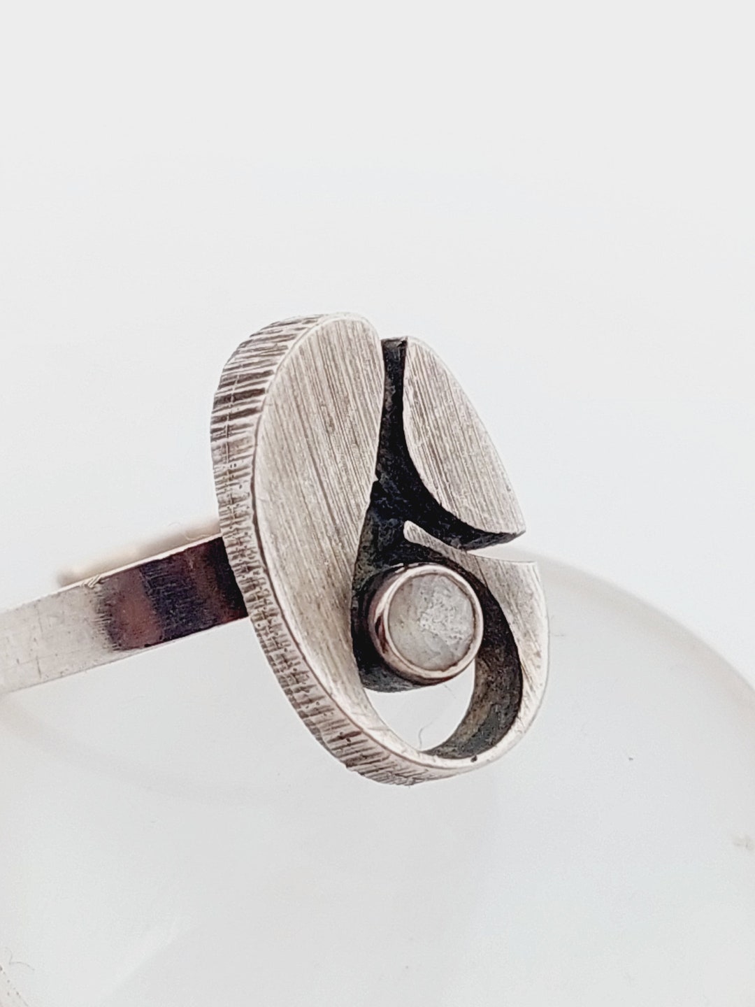 Nostalgic Finland Silver Ring Sten & Laine Solitaire Ring Rock Crystal ...
