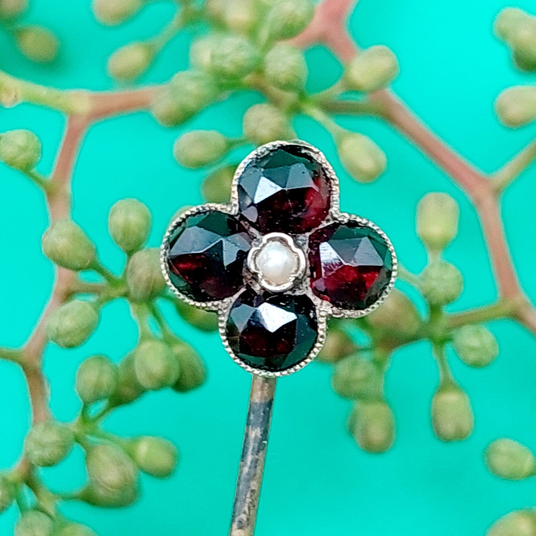 Art Nouveau Tie Pin Gold Color Tombak Pin Lapel Pin Pin With Garnet ...