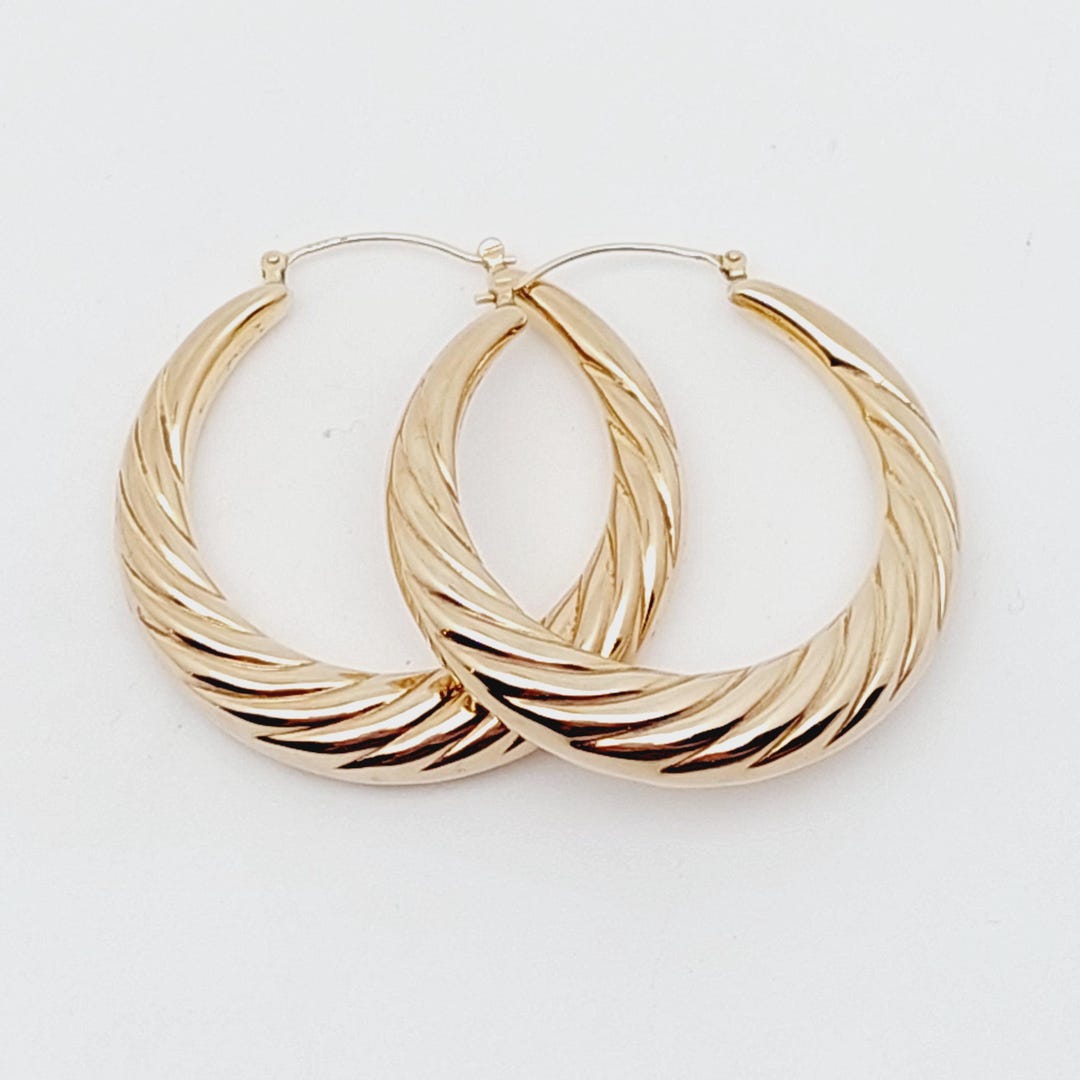 Very Large 333 Gold Hoop Earrings 36 Mm Real Gold Jewelry Earrings - Etsy