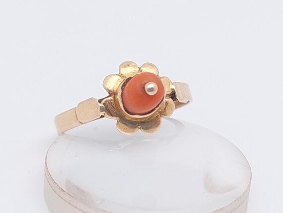 Antique 333 gold rings Biedermeier with coral - Gem