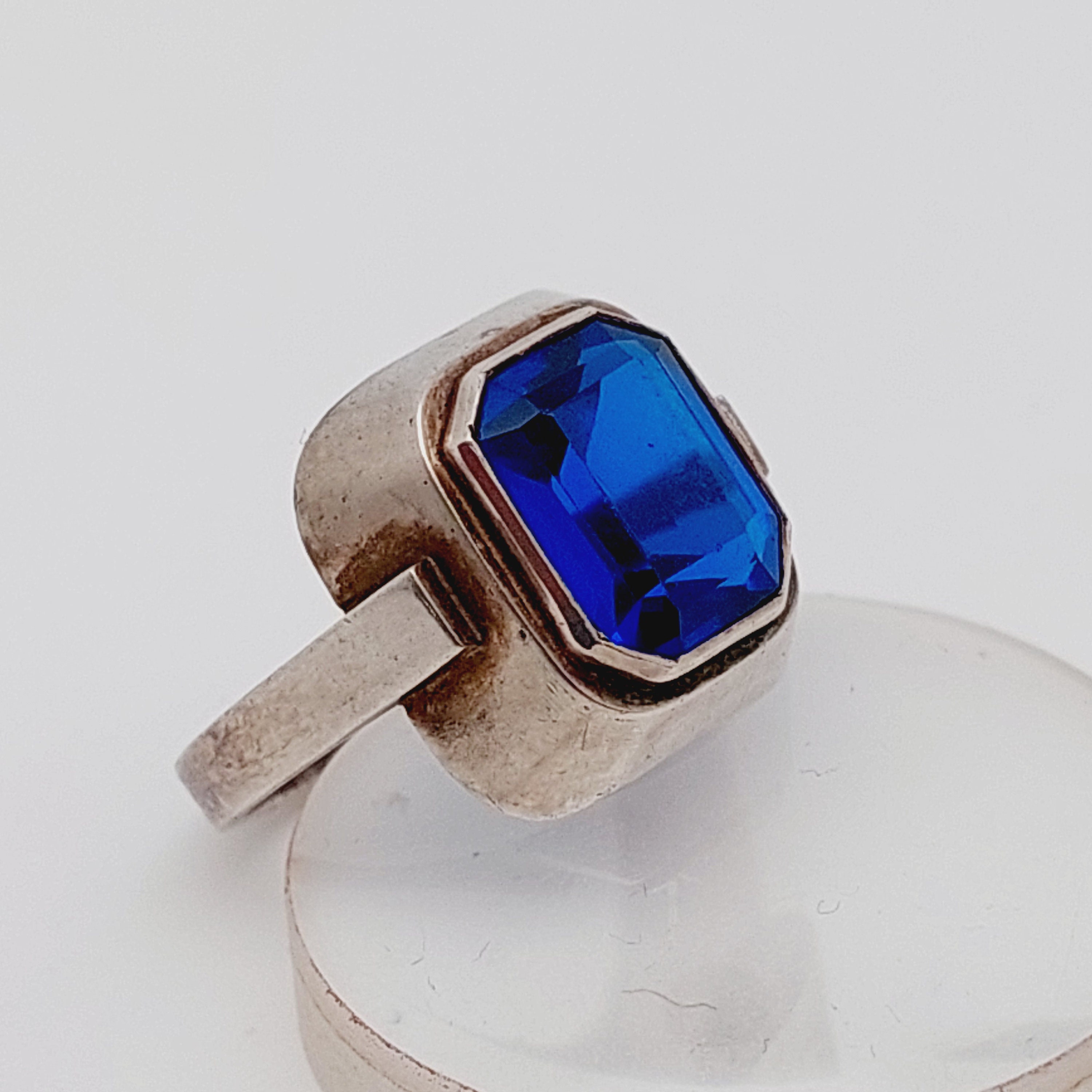 Antique 835 Silver Ring Perli Aquamarine Colored Stone Light Blue ...