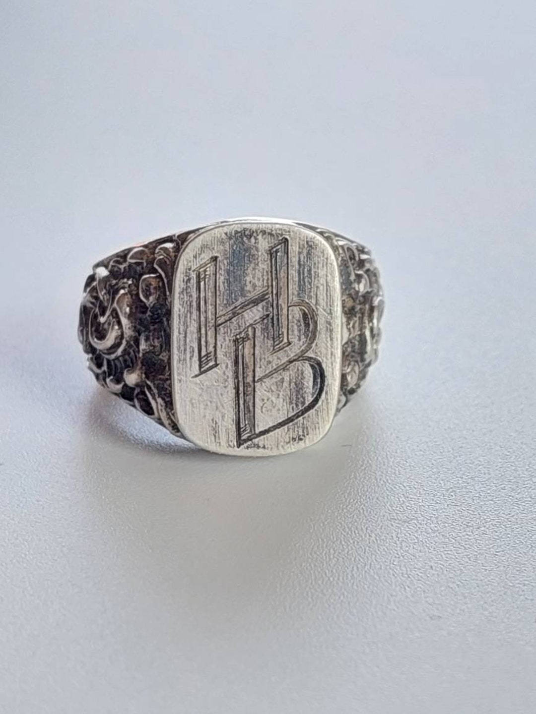 Size 22 Antique 835 Silver Men's Signet Ring Art Nouveau BH HB - Etsy