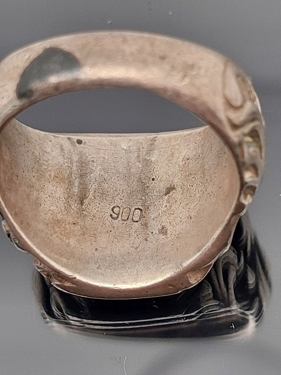 Size 24 64 Antique signet ring 900 silver men's ring … - Gem