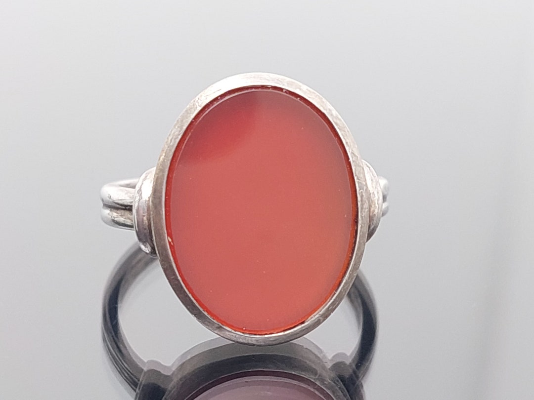 Nostalgic 835 Silver Men's Signet Ring Carnelian Ring Silver Signet ...